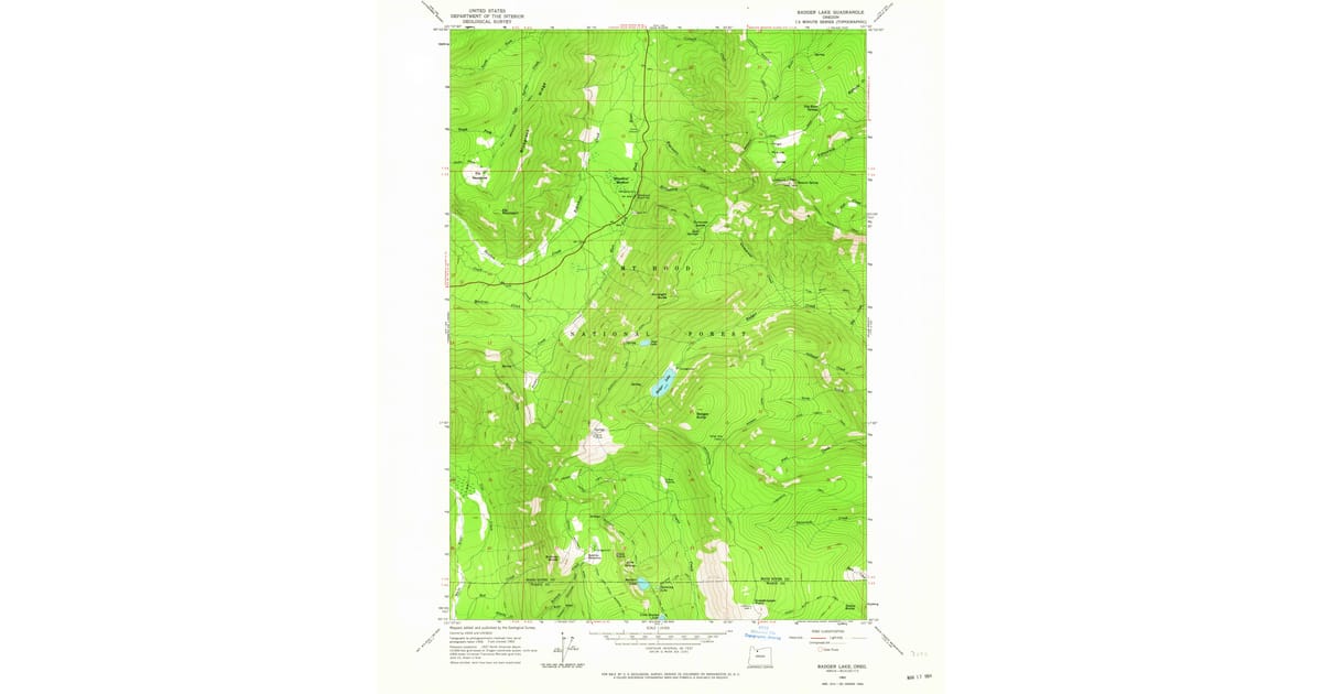 1962 Map of Badger Lake, Hood River County, OR — High-Res | Pastmaps
