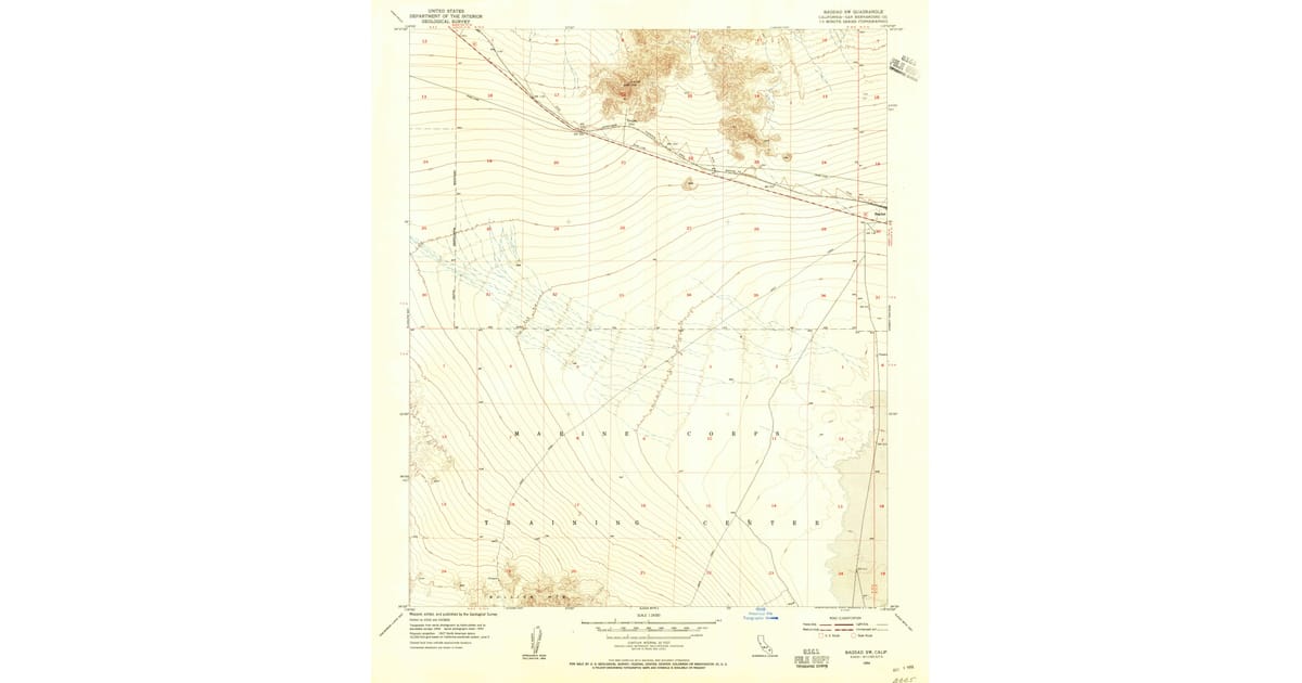 1954 Map of Bagdad SW, San Bernardino County, CA — High-Res | Pastmaps