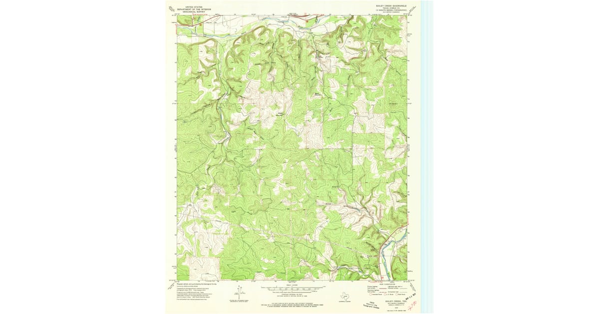 1974 Map of Bailey Creek, Kimble County, TX — High-Res | Pastmaps