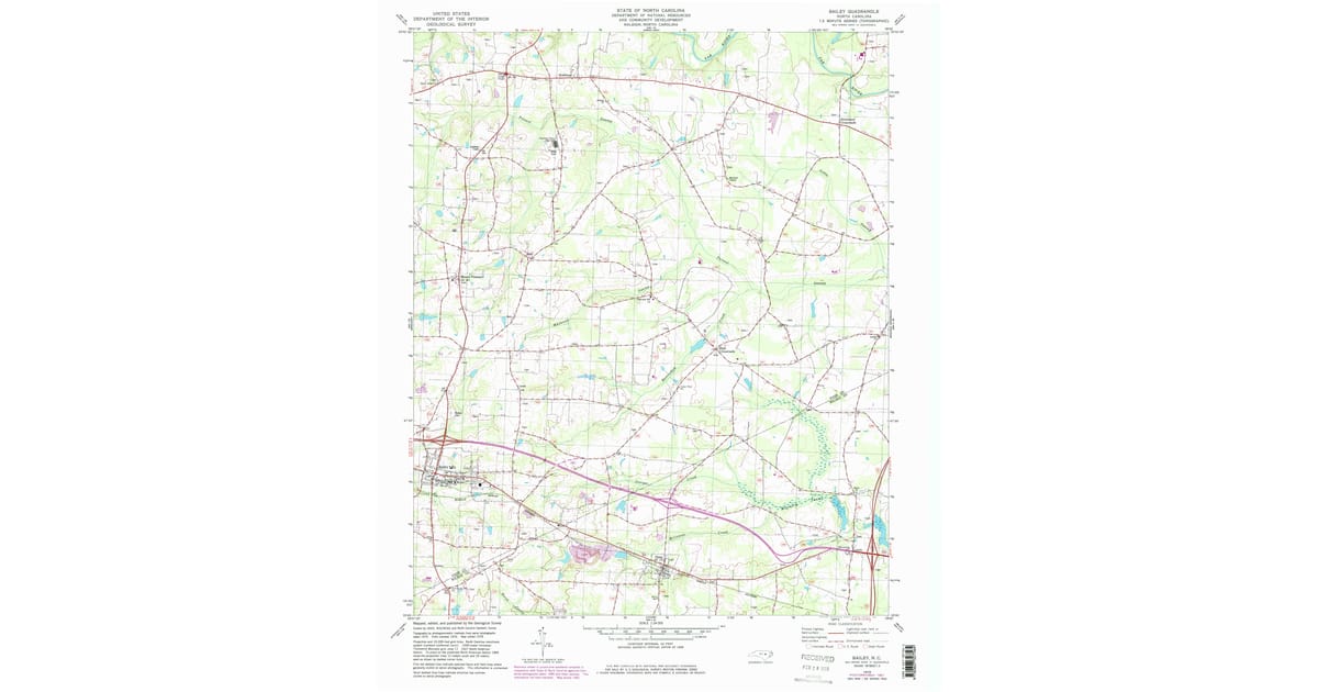 1978 Map of Bailey, NC — High-Res, 1982 Print | Pastmaps