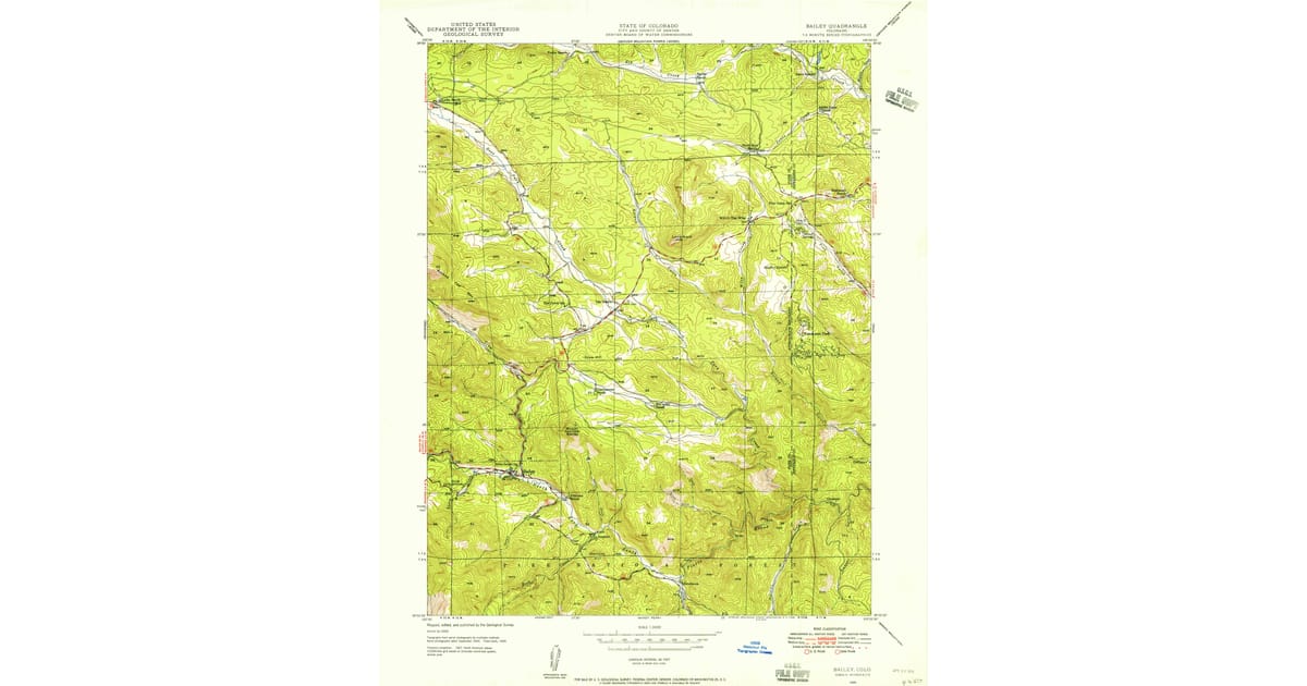 1945 Map of Bailey, Park County, CO — High-Res | Pastmaps