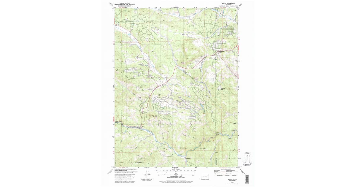 1987 Map of Bailey, Park County, CO — High-Res | Pastmaps
