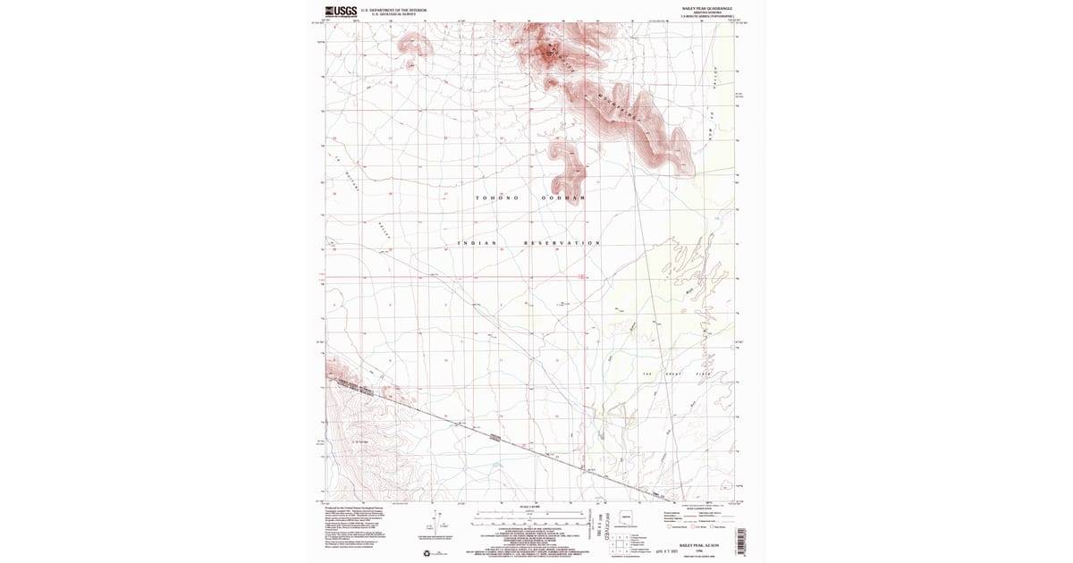 1996 Map of Bailey Peak, Pima County, AZ — High-Res | Pastmaps