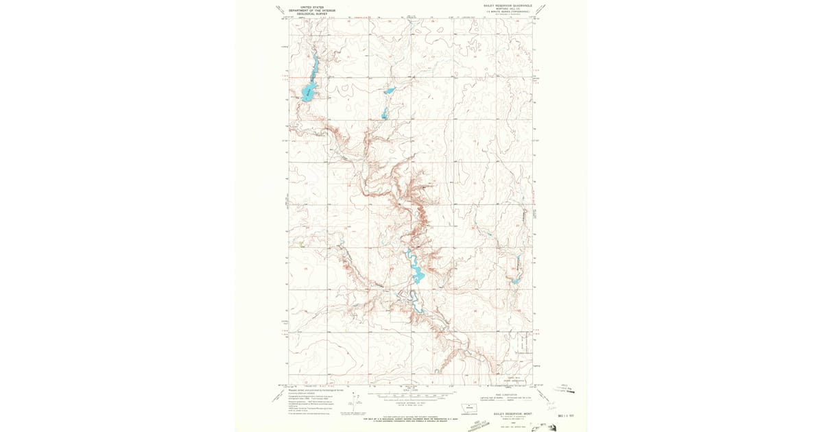 1969 Map of Bailey Reservoir, Hill County, MT — High-Res | Pastmaps