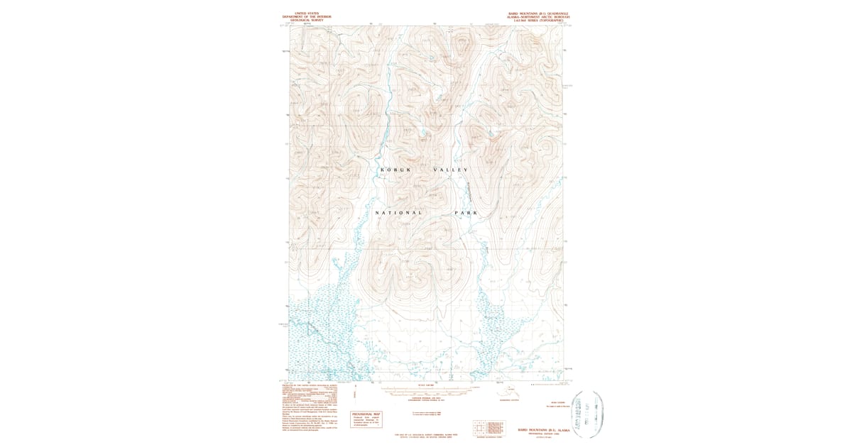 1990 Map of Baird Mountains B-1, Northwest Arctic Borough, AK — High ...
