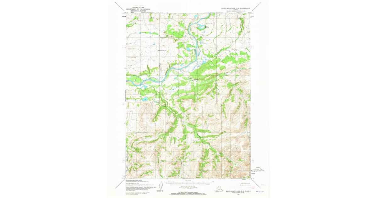 1955 Map of Baird Mountains D-3, Northwest Arctic Borough, AK — High ...