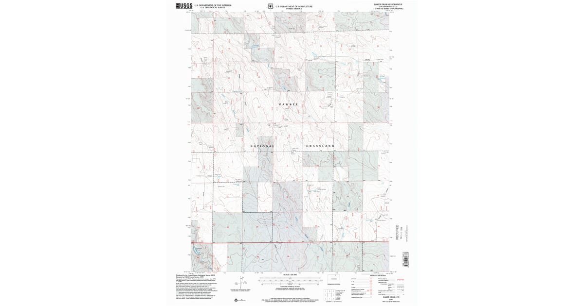 1997 Map of Baker Draw, Weld County, CO — High-Res | Pastmaps