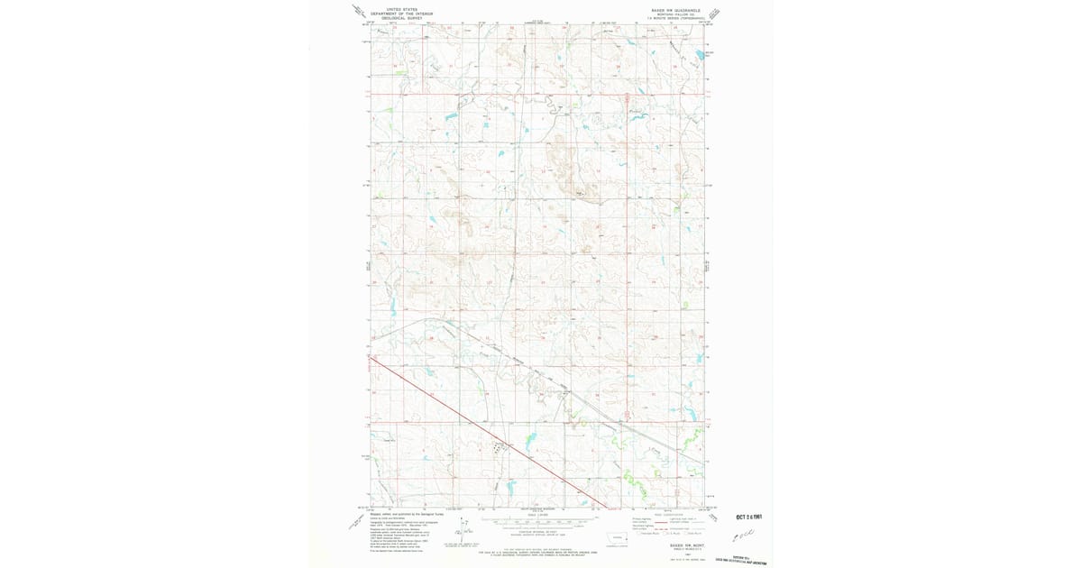 1981 Map of Baker NW, Fallon County, MT — High-Res | Pastmaps