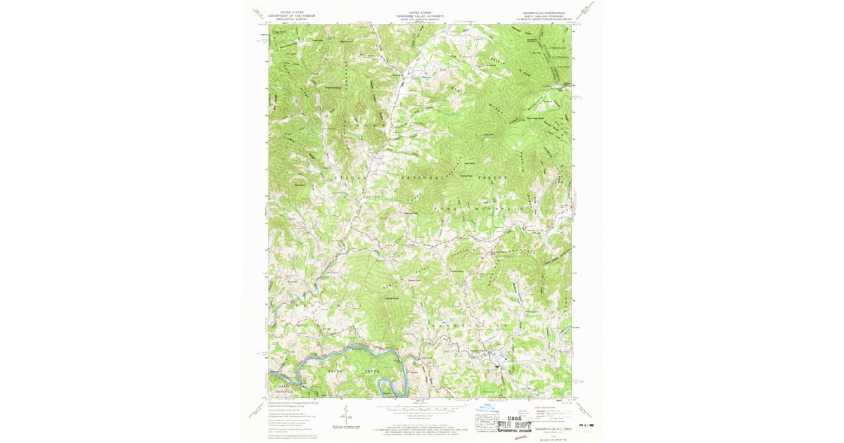 1960 Map of Bakersville, NC — High-Res | Pastmaps