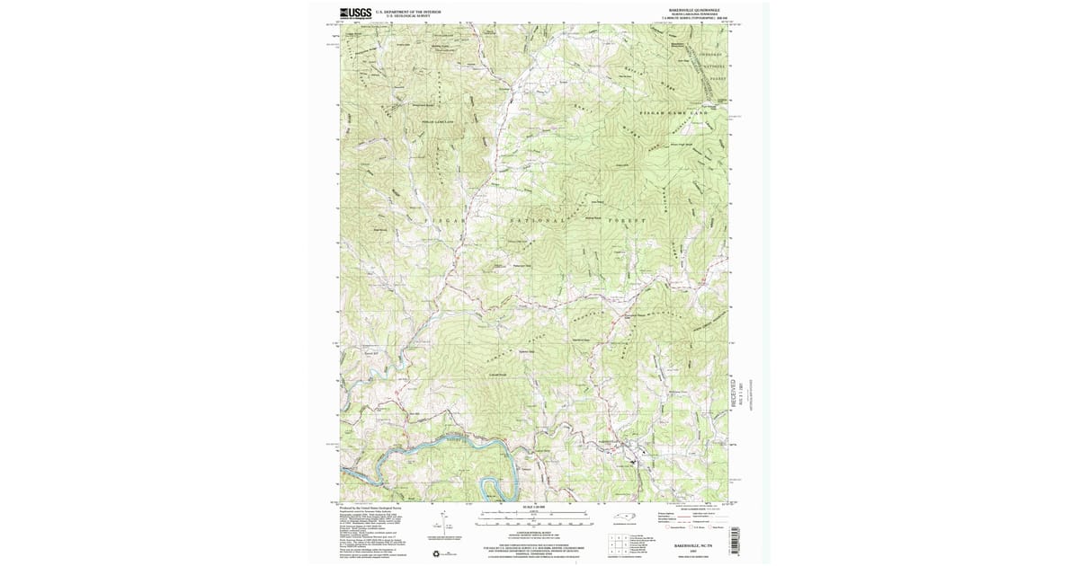 1997 Map of Bakersville, NC — High-Res | Pastmaps