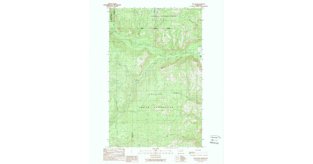 1989 Map of Bald Knob, Ferry County, WA — High-Res | Pastmaps