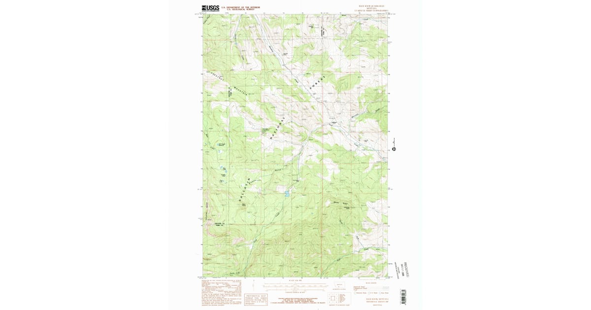 1987 Map of Bald Knob, Park County, MT — High-Res | Pastmaps