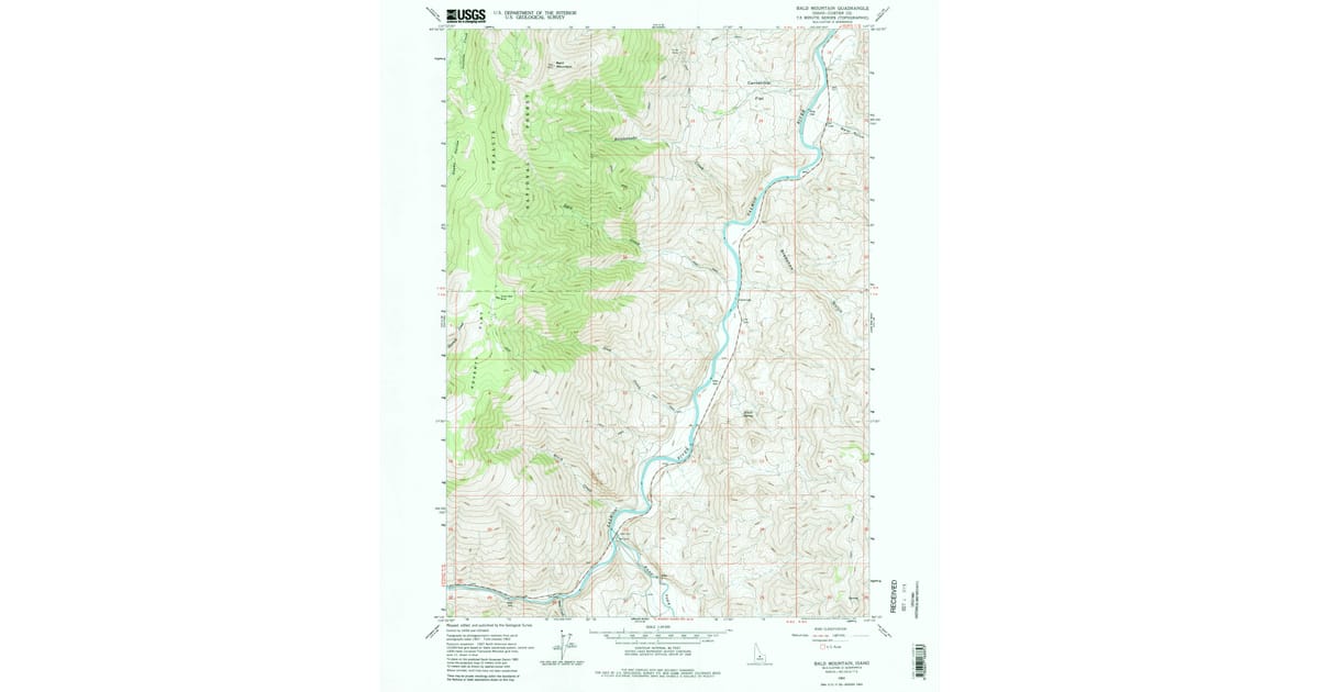1963 Map of Bald Mountain, Custer County, ID — High-Res, 1981 Print #2 ...