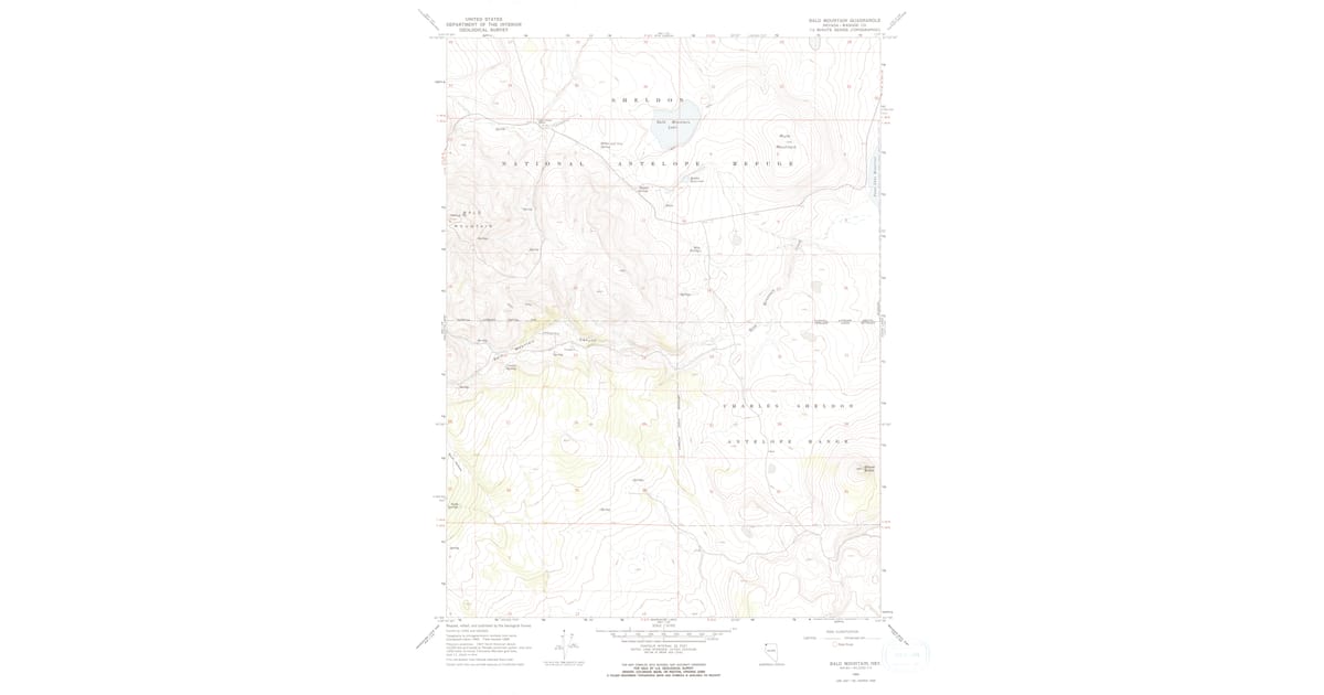 1966 Map of Bald Mountain, Washoe County, NV — High-Res | Pastmaps