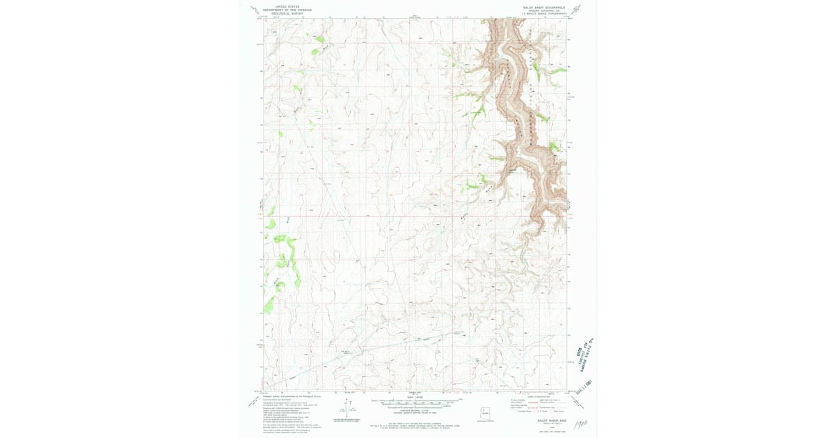 1981 Map of Baldy Basin, Coconino County, AZ — High-Res | Pastmaps