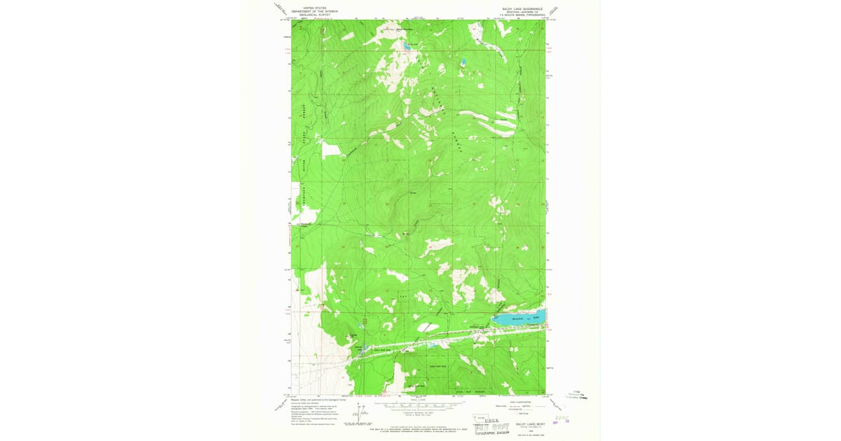 1964 Map of Baldy Lake, Sanders County, MT — High-Res | Pastmaps