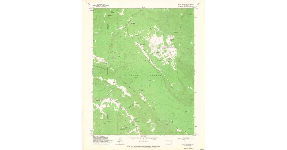 1964 Map of Baldy Mountain, Archuleta County, CO — High-Res | Pastmaps