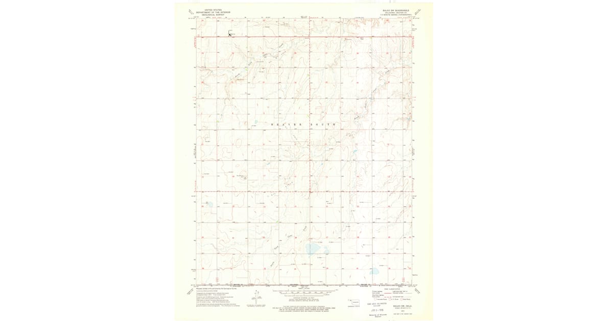 1973 Map of Balko SW, Beaver County, OK — High-Res | Pastmaps