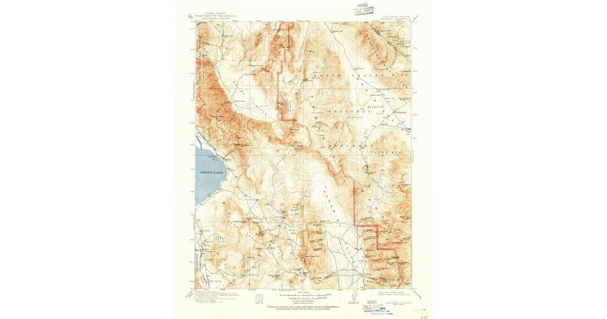 1913 Map of Ballarat, Inyo County, CA — High-Res, 1951 Print | Pastmaps