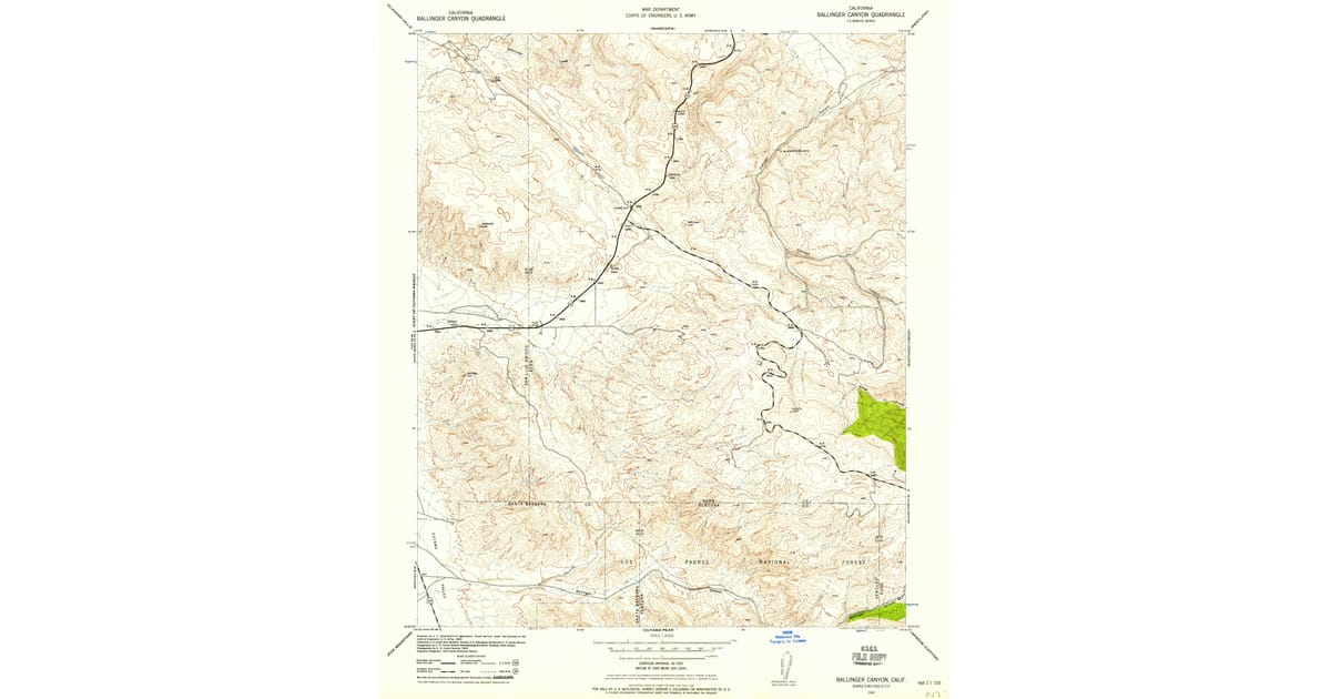 1942 Map of Ballinger Canyon, Kern County, CA — High-Res | Pastmaps