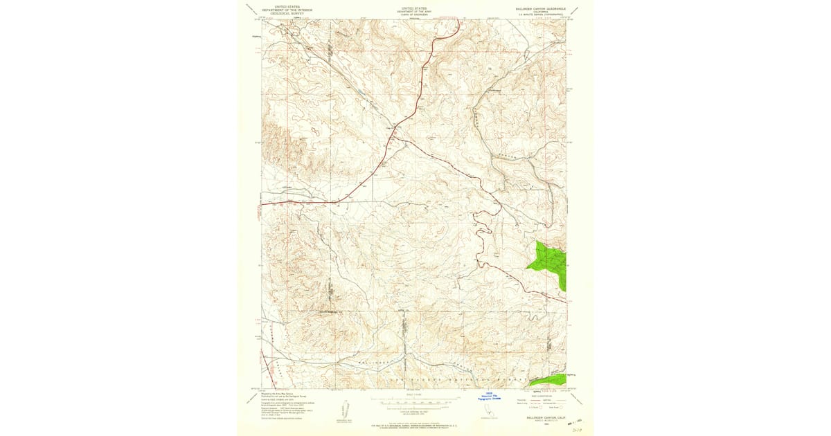1943 Map of Ballinger Canyon, Kern County, CA — High-Res | Pastmaps