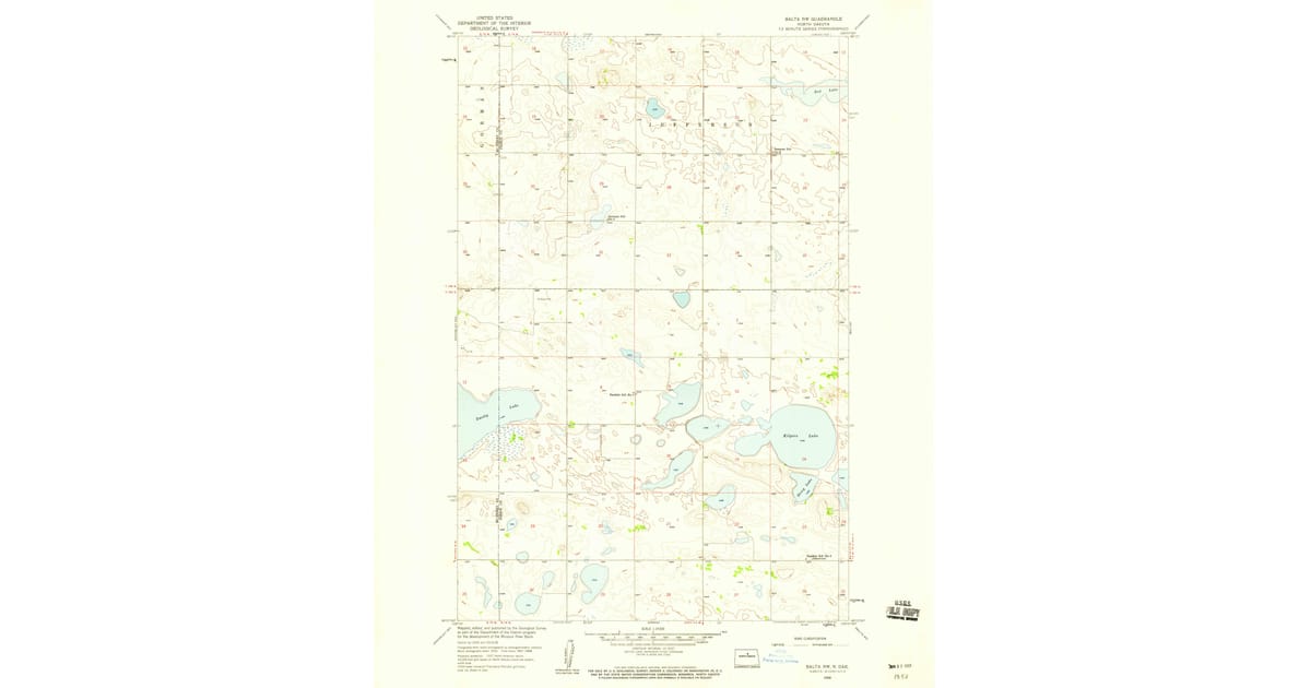 1958 Map of Balta NW, Pierce County, ND — High-Res | Pastmaps