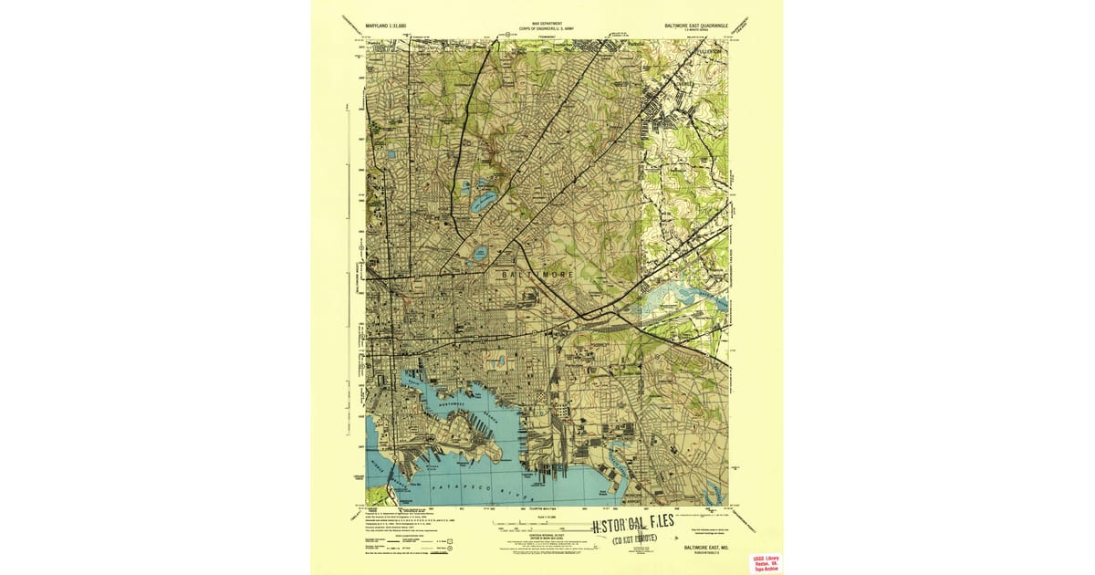 1944 Map of Baltimore East, Baltimore City County, MD — High-Res | Pastmaps