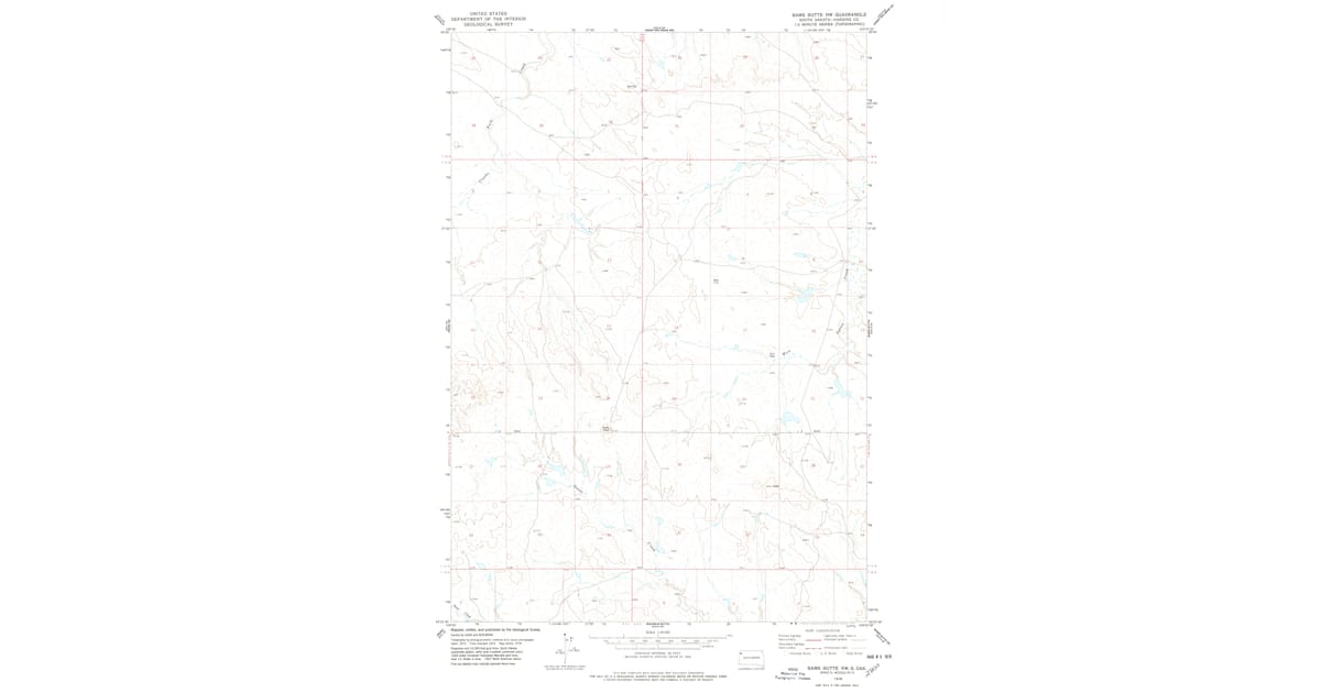 1978 Map of Bams Butte NW, Harding County, SD — High-Res | Pastmaps