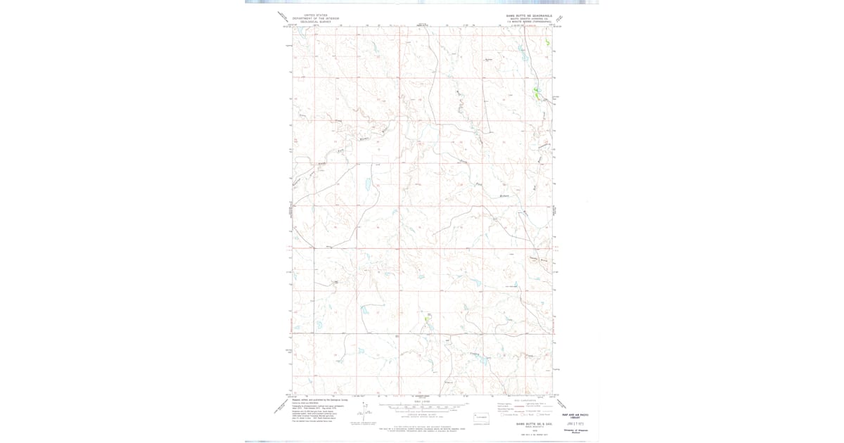 1978 Map of Bams Butte SE, Harding County, SD — High-Res | Pastmaps