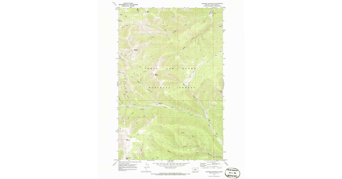 1970 Map of Bandbox Mountain, Judith Basin County, MT — High-Res, 1986 ...