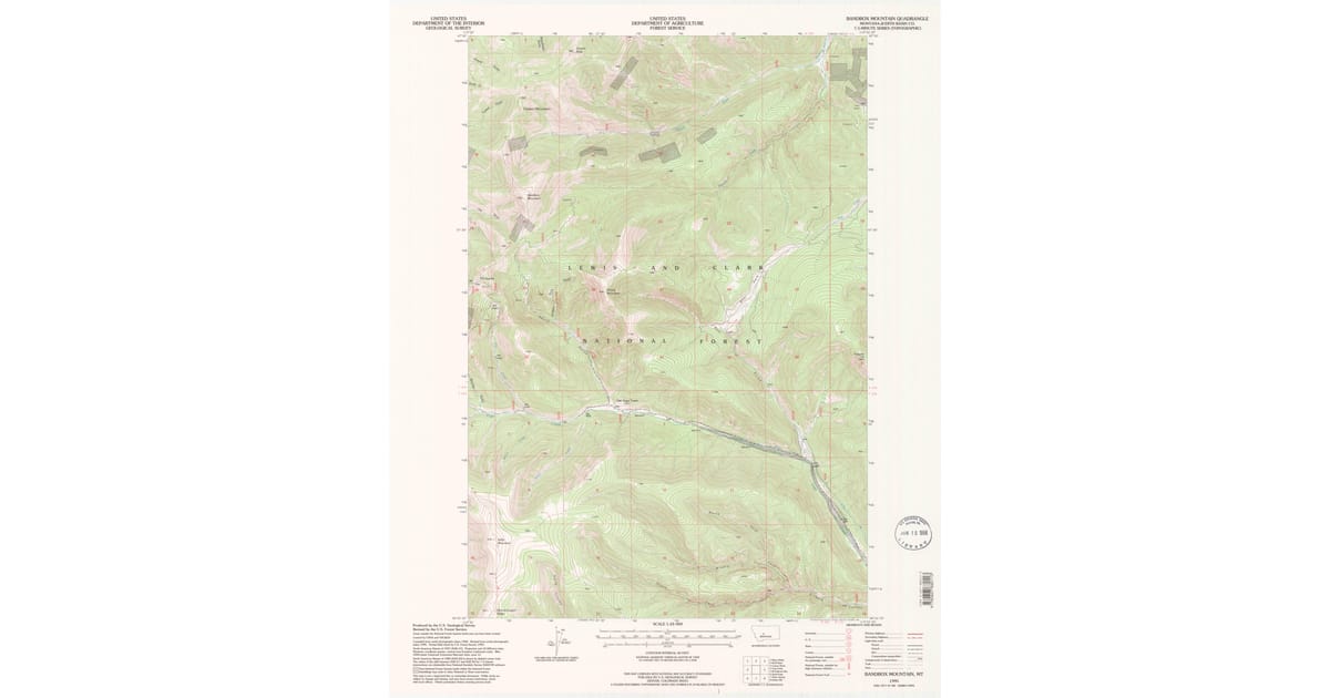 1995 Map of Bandbox Mountain, Judith Basin County, MT — High-Res | Pastmaps
