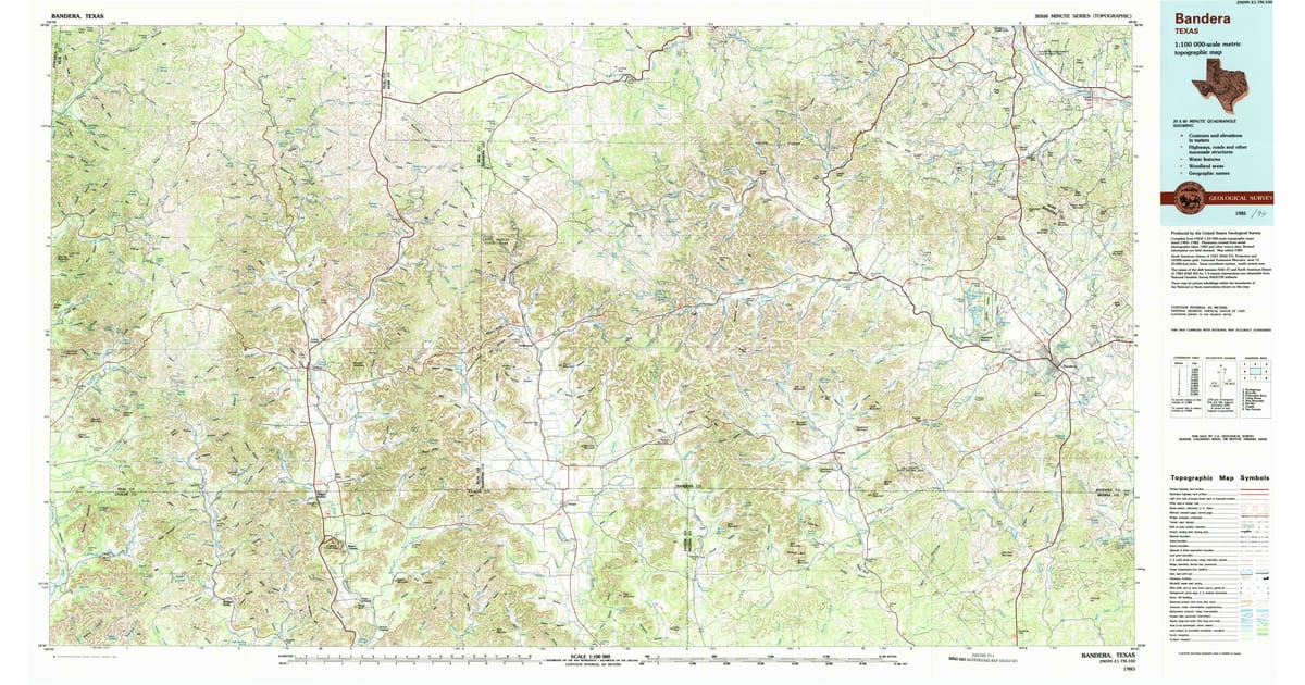 1985 Map of Bandera, TX — High-Res, 1994 Print | Pastmaps