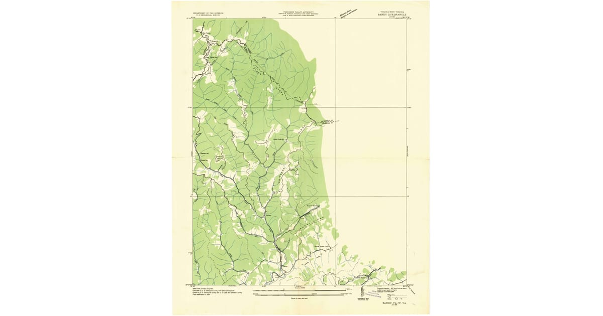 1934 Map of Bandy, Tazewell County, VA — High-Res | Pastmaps