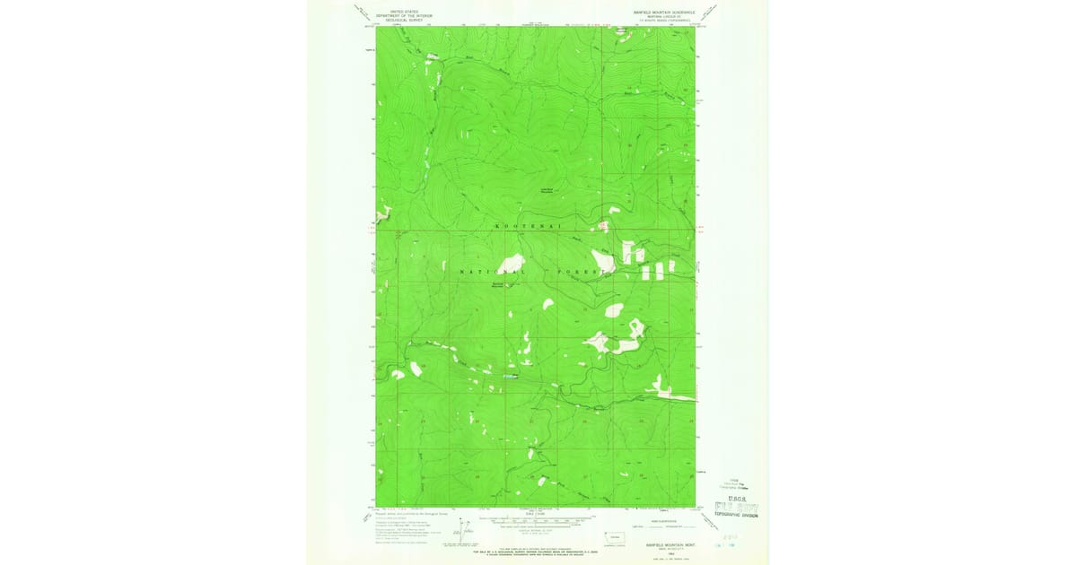 1963 Map of Banfield Mountain, Lincoln County, MT — High-Res | Pastmaps