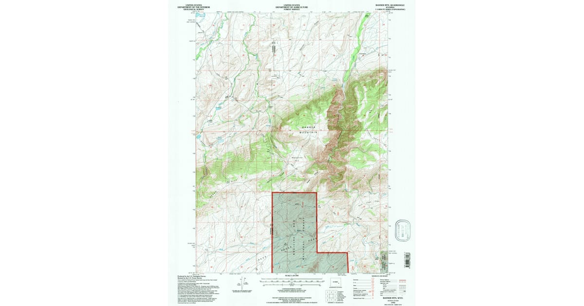 1992 Map of Banner Mtn, Converse County, WY — High-Res | Pastmaps