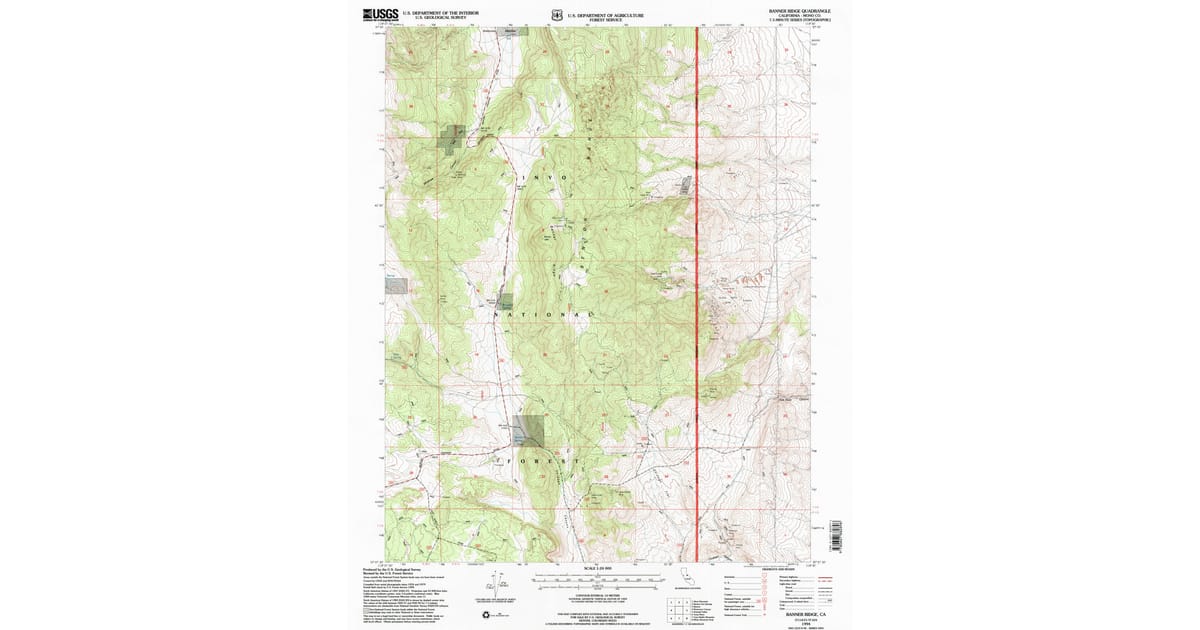 1994 Map of Banner Ridge, Mono County, CA — High-Res | Pastmaps