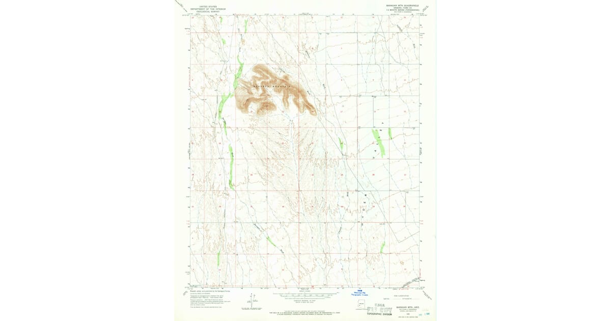 1965 Map of Baragan Mtn, Yuma County, AZ — High-Res | Pastmaps