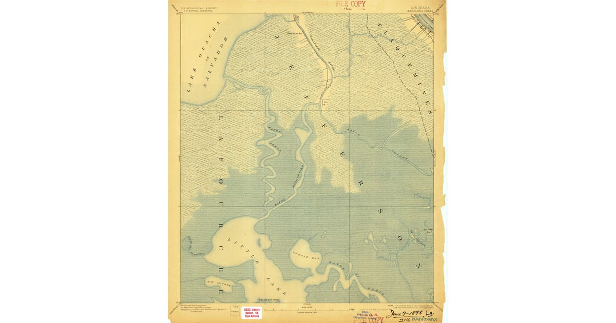 1892 Map of Barataria, LA — High-Res, 1898 Print | Pastmaps