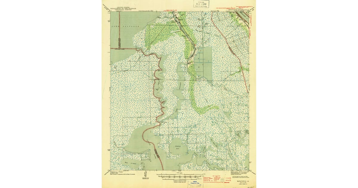 1944 Map of Barataria, LA — High-Res | Pastmaps