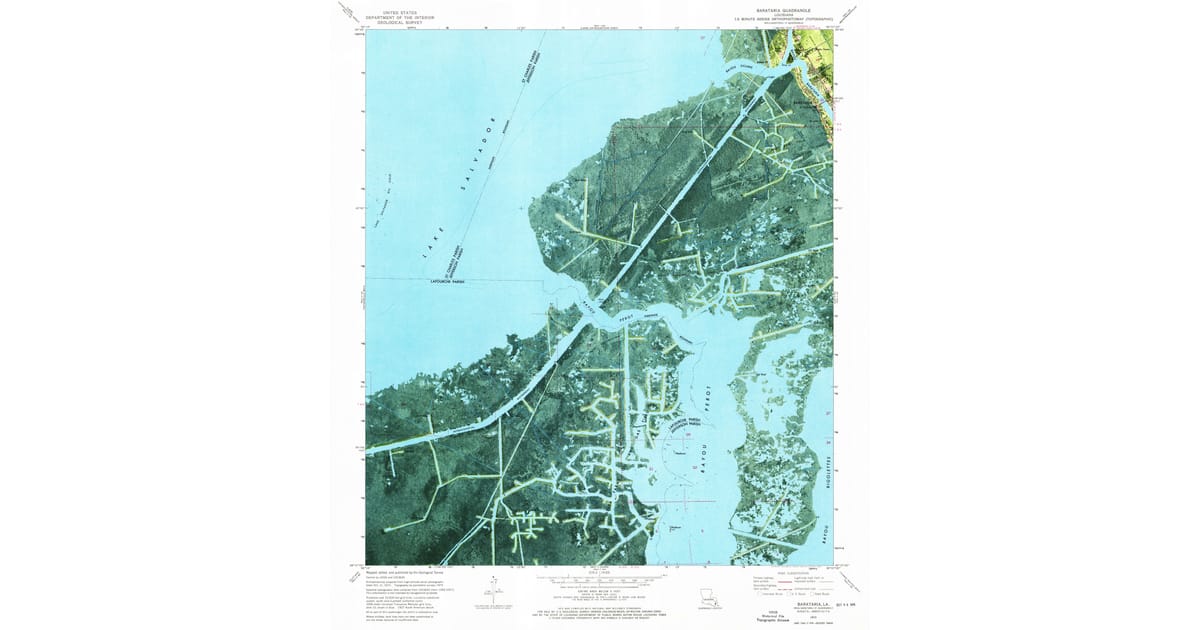 1973 Map of Barataria, LA — High-Res | Pastmaps