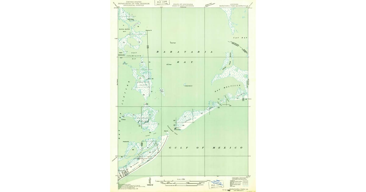1949 Map of Barataria Pass, Jefferson Parish, LA — High-Res | Pastmaps
