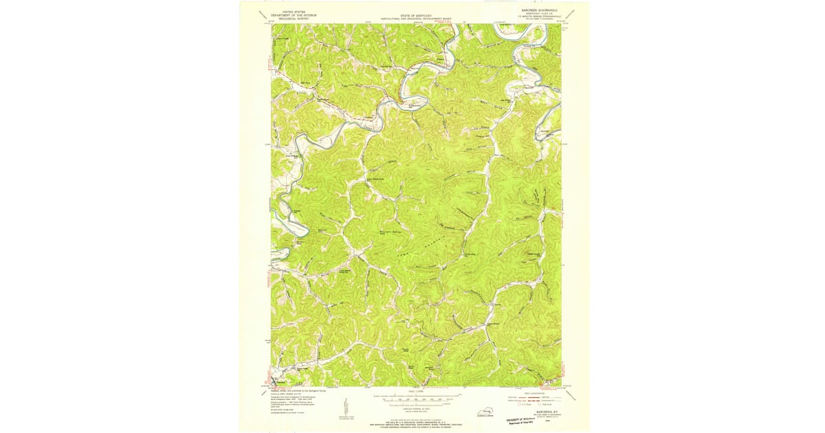 1954 Map of Barcreek, Clay County, KY — High-Res | Pastmaps