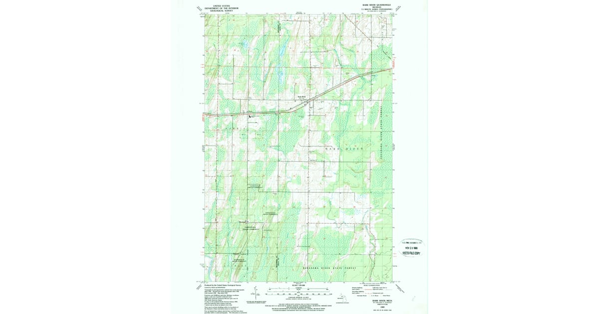 1989 Map of Bark River, Delta County, MI — High-Res | Pastmaps
