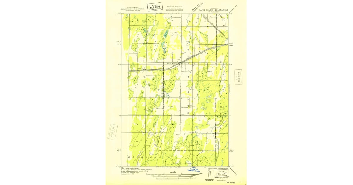 1932 Map of Bark River NE, Delta County, MI — High-Res | Pastmaps