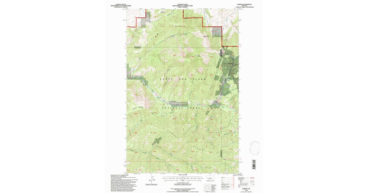1995 Map of Barker, Cascade County, MT — High-Res | Pastmaps