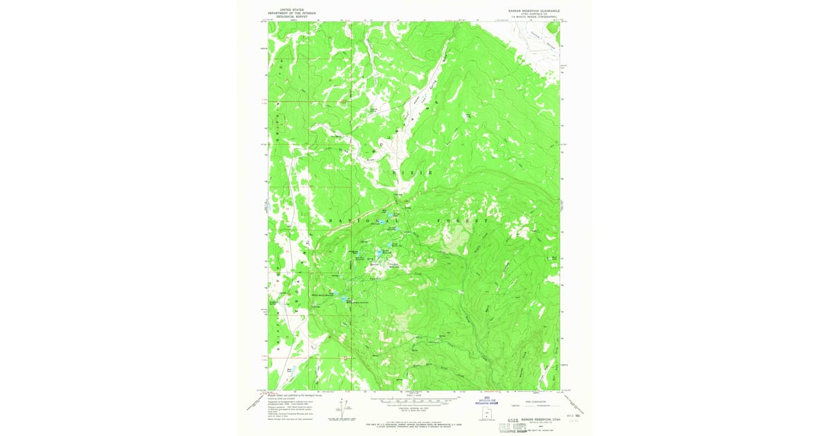 1964 Map of Barker Reservoir, Garfield County, UT — High-Res | Pastmaps