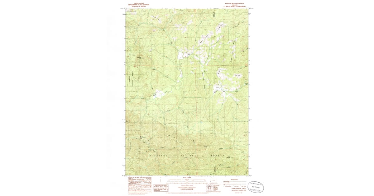 1986 Map of Barklow Mountain, Curry County, OR — High-Res | Pastmaps