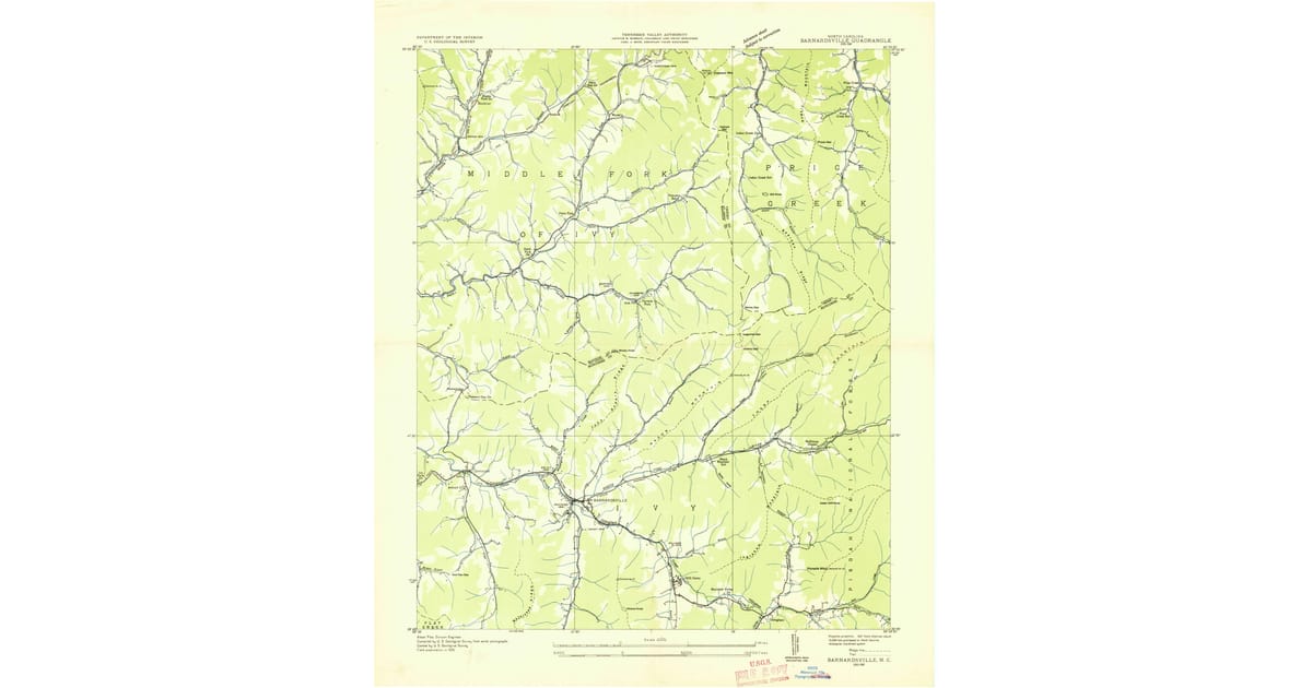 1935 Map of Barnardsville, NC — High-Res | Pastmaps