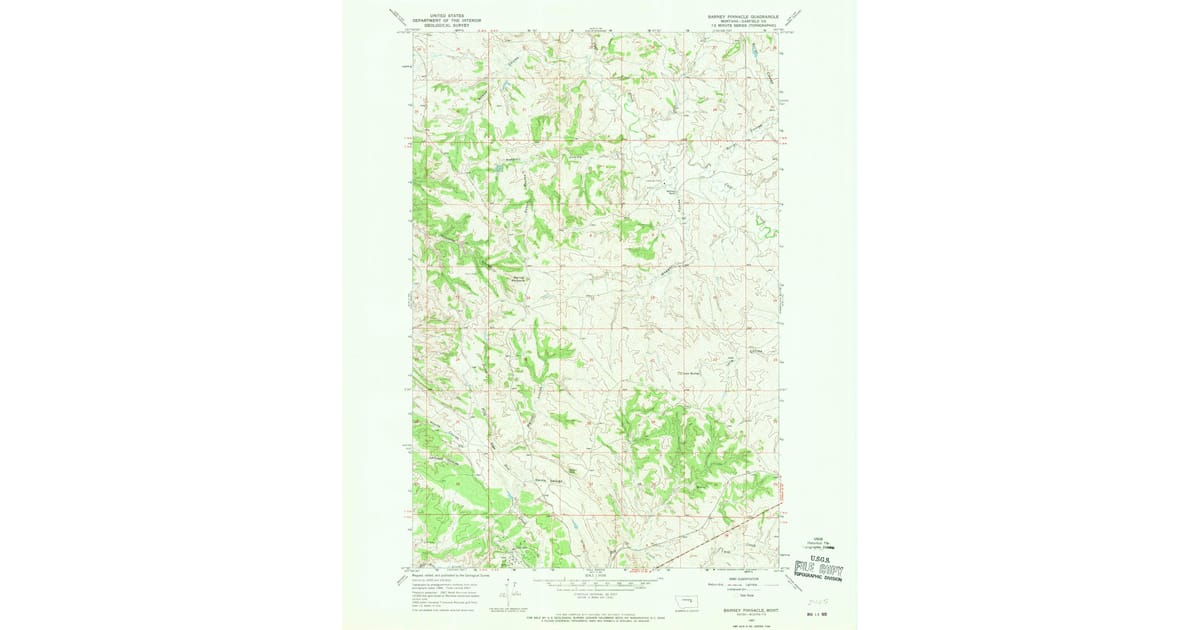 1967 Map of Barney Pinnacle, Garfield County, MT — High-Res | Pastmaps