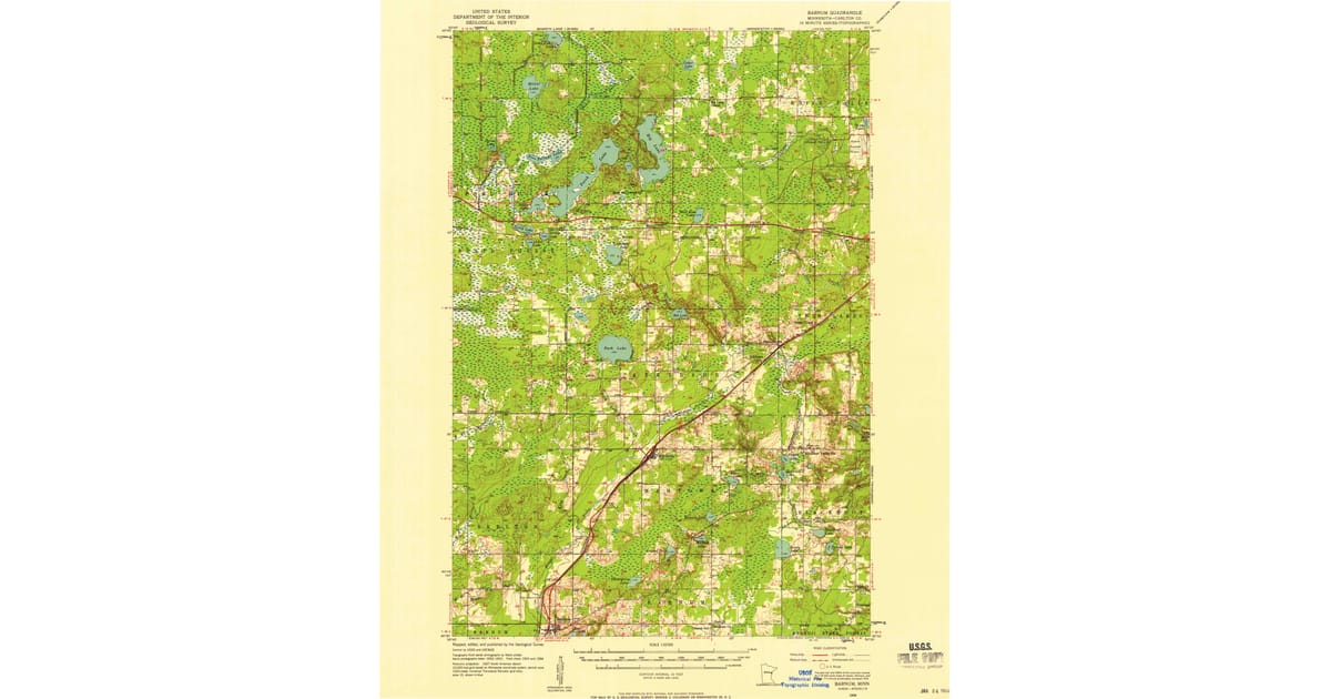 1956 Map of Barnum, MN — High-Res | Pastmaps